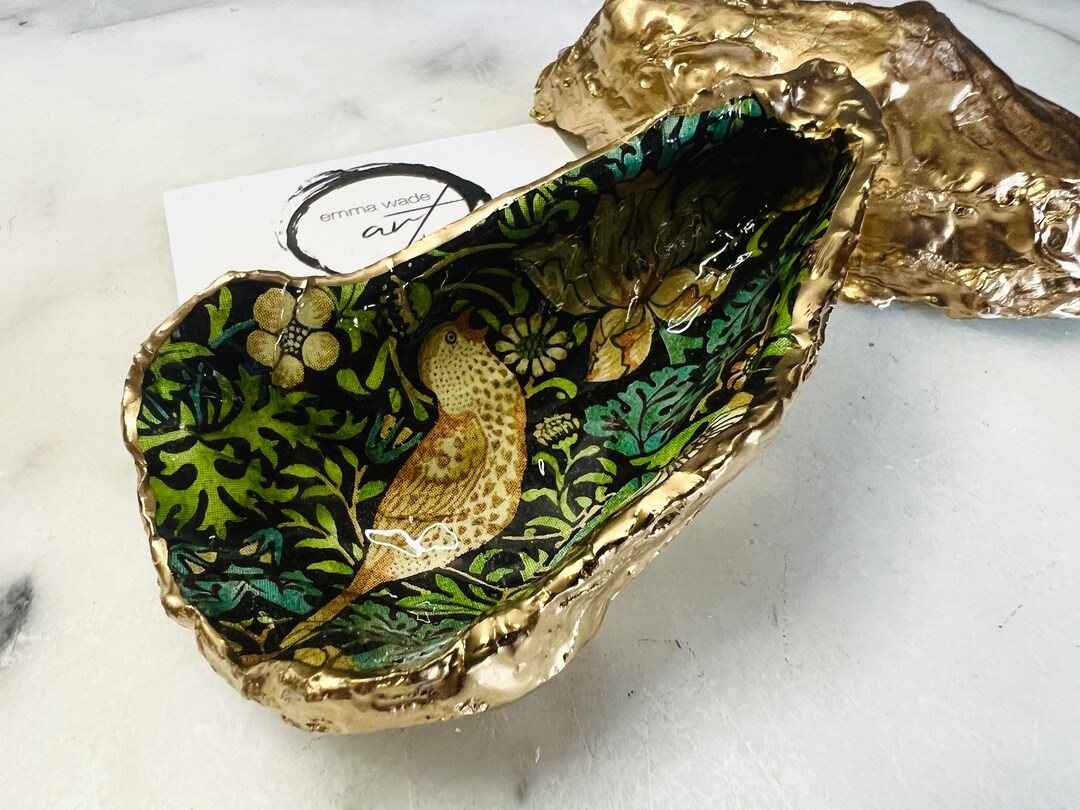 William Morris Strawberry Thief Dorset Oyster Shell Dish Ornament ...