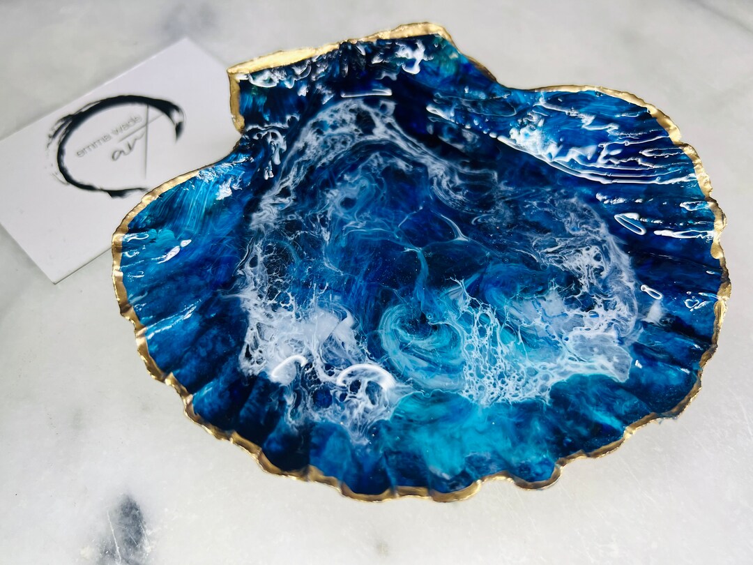 Ocean 4 Hand Painted Dorset Scallop Shell. Coastal Ornament. Wedding ...