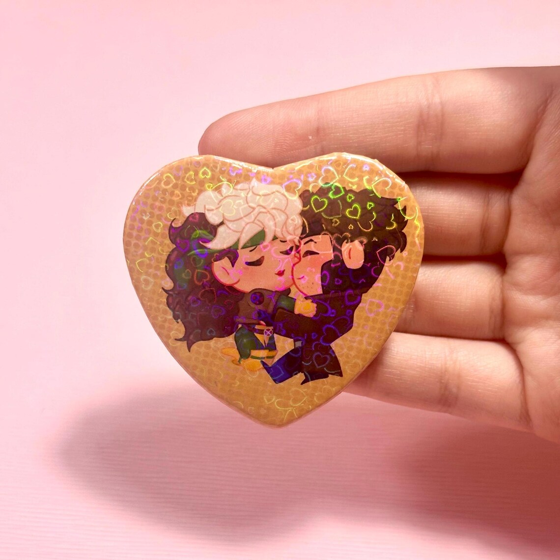 Rogue Gambit 3in Holographic Heart Button - Etsy