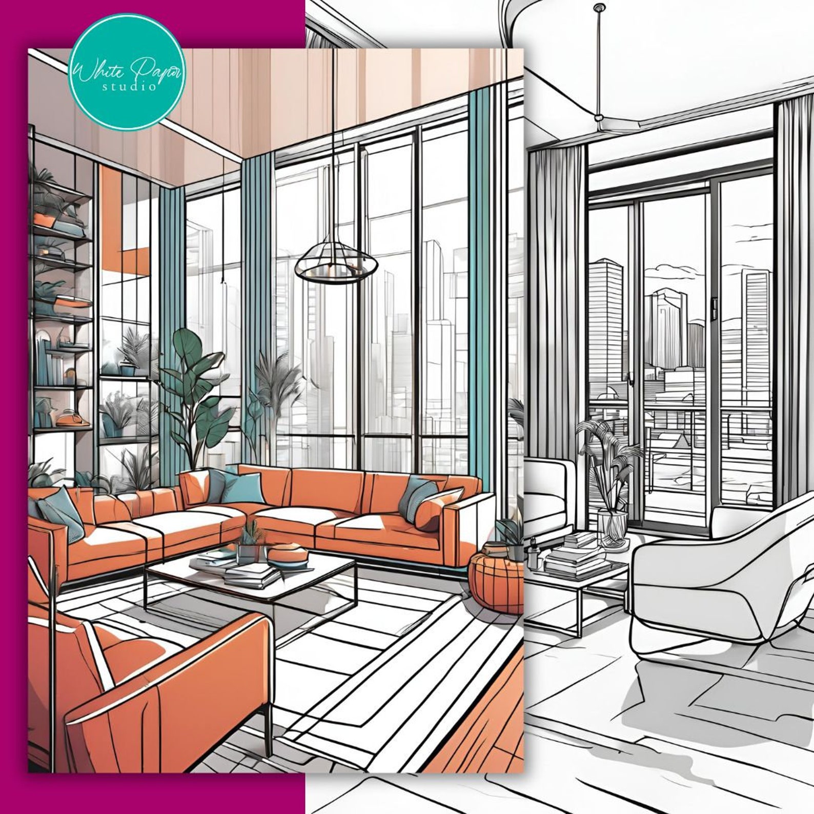 PRINTABLE COLOURING PAGES Interior Exterior Colouring for Adults ...