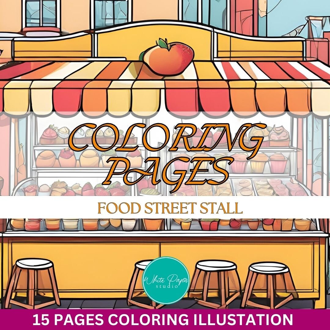 PRINTABLE COLOURING PAGES Food Colouring for Kids and Adults Digital ...