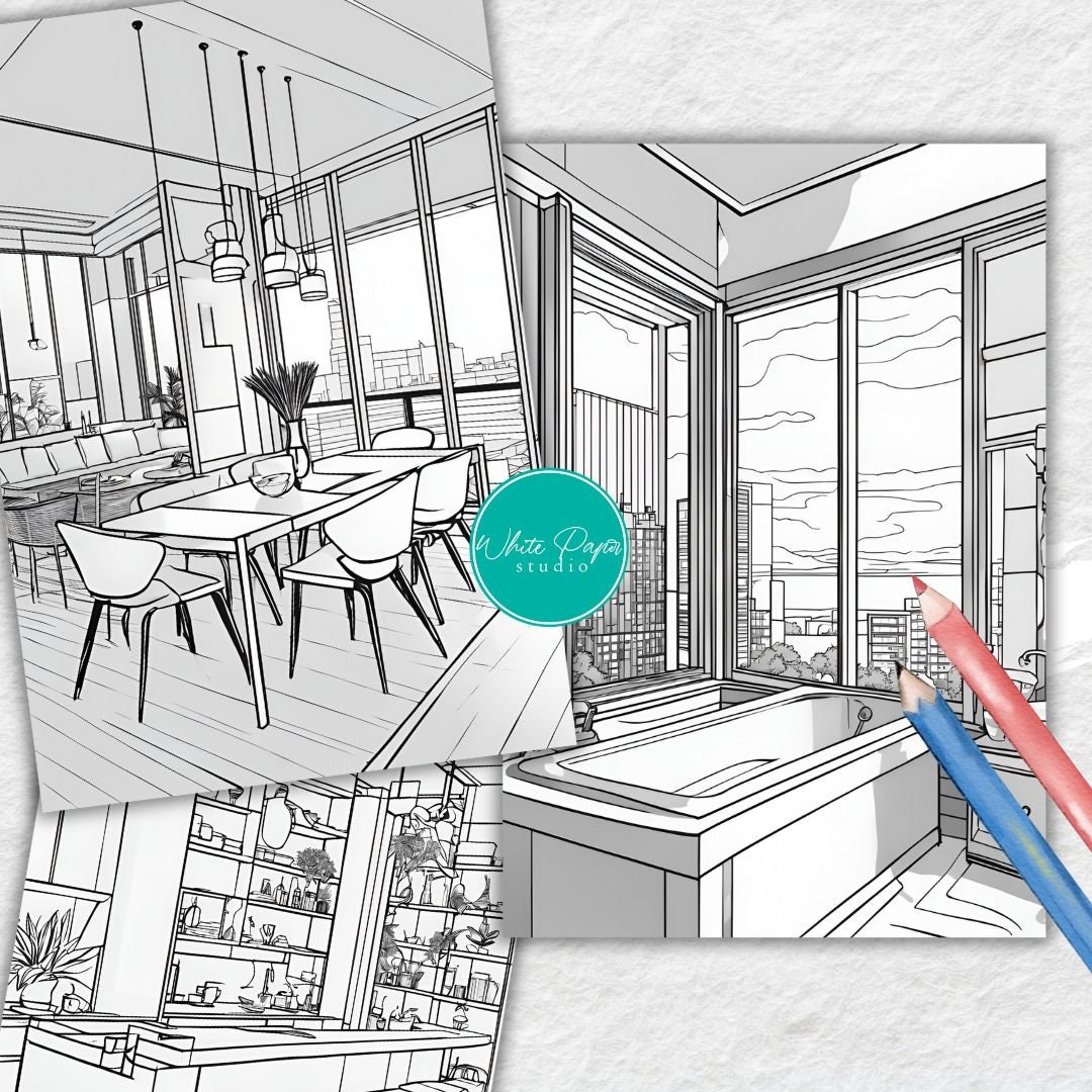 PRINTABLE COLOURING PAGES Interior Exterior Colouring for Adults ...