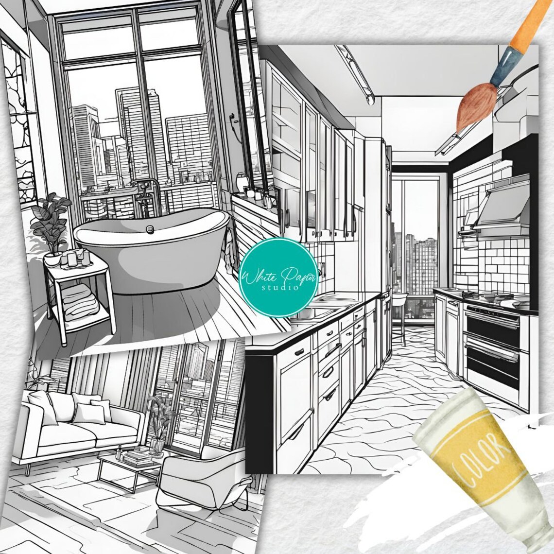 PRINTABLE COLOURING PAGES Interior Exterior Colouring for Adults ...