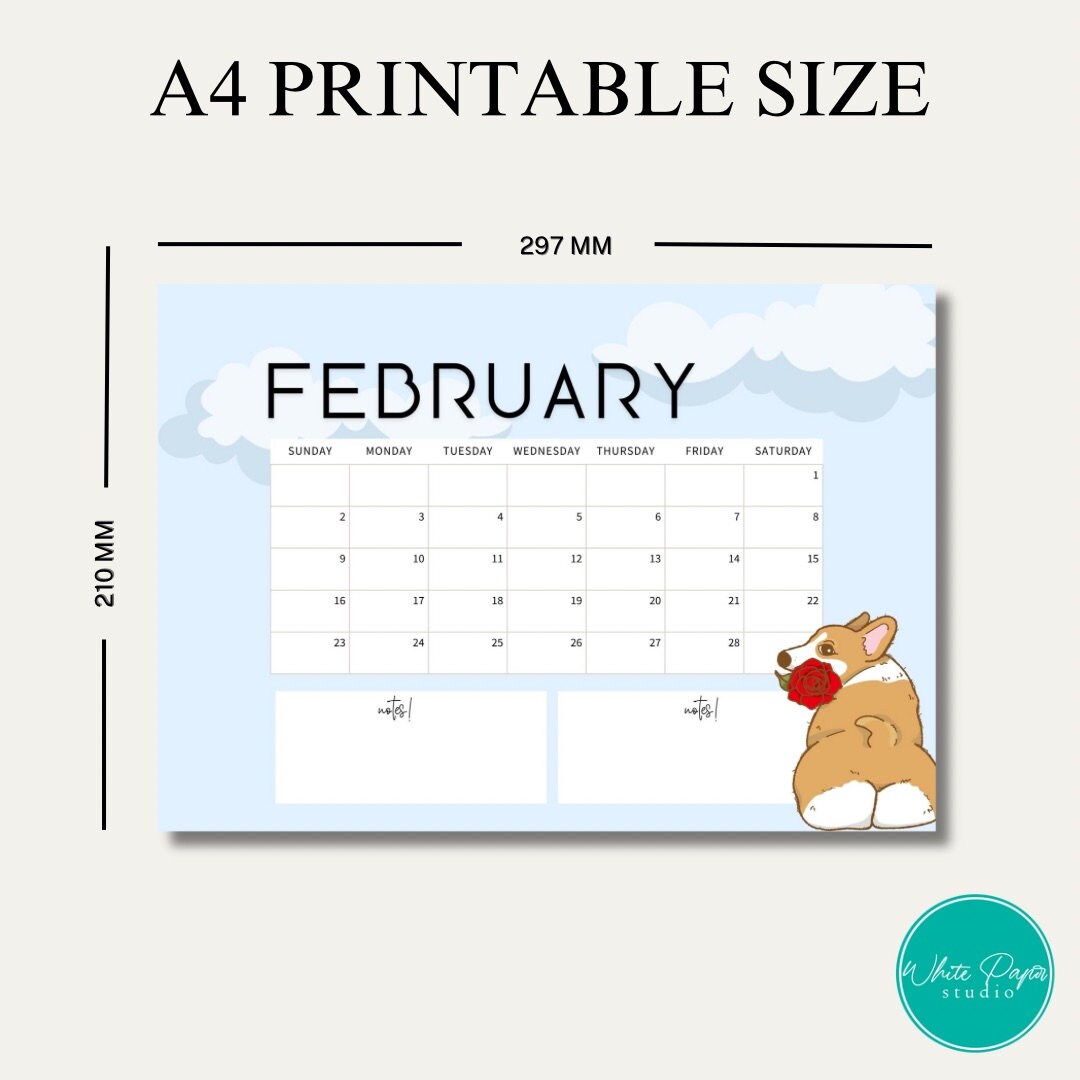 2025 PRINTABLE CUTE DOG Theme Calender Colourful Calender Instant ...