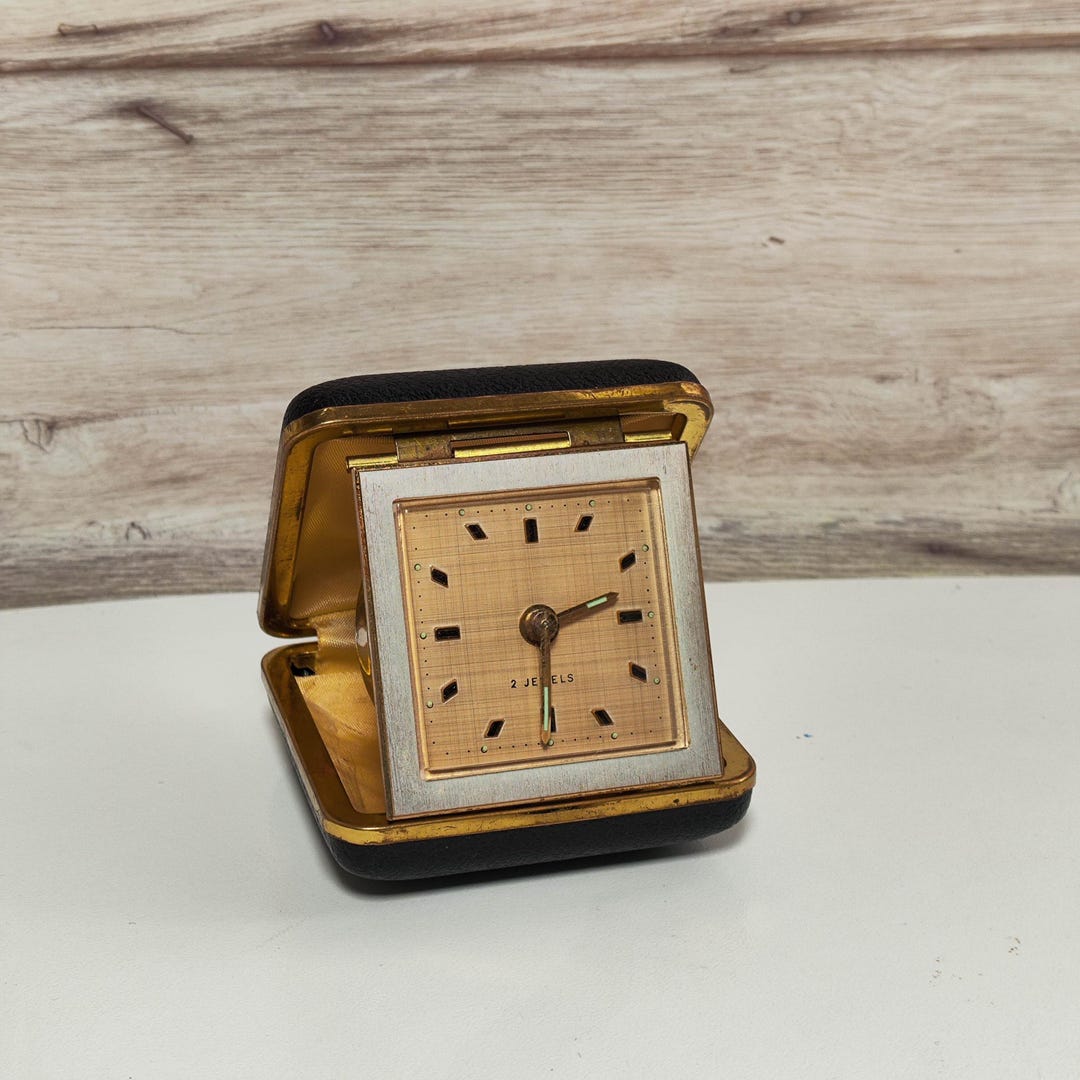 1970’s Travel Alarm Clock in Leather Case - Etsy