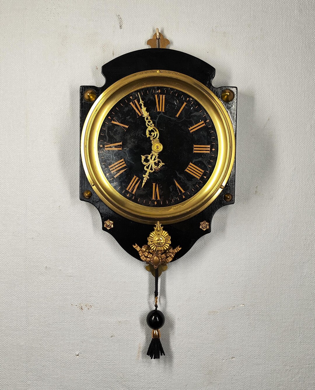 Farcot French Small Antique Cartel-clock in Blackened Wood By. Style ...