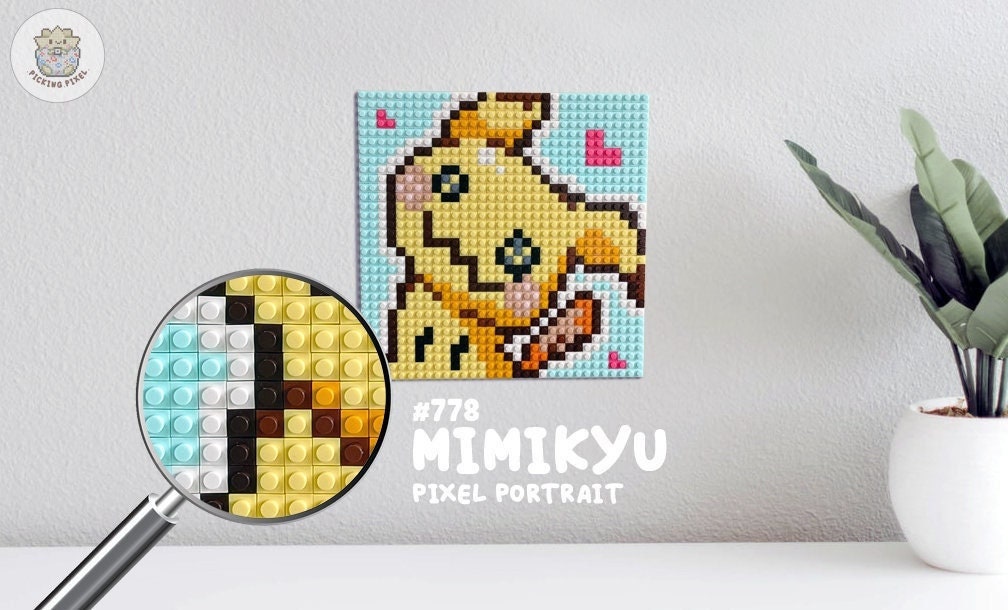 Mimikyu Pokemon Pixel Art Portraits 10x10" / Pixel Puzzle / Wall ...
