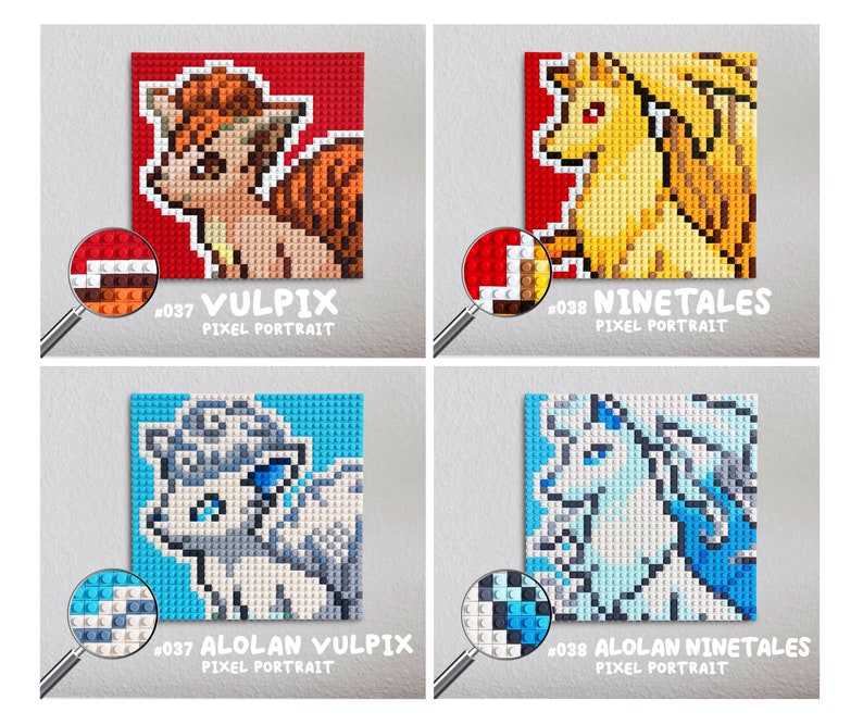 Vulpix X Alolan Vulpix Evolution / Pokemon Pixel Art Portraits 10x10 ...