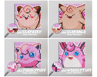 Customize Pokemon / Digimon / Cartoon Pixel Art Portrait 10x10 / Pixel Puzzle Wall Decor / Gifts ...