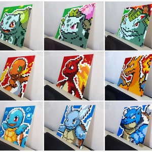 Generation 1 Starters / Pokemon Pixel Art Portraits 10x10" / Pixel ...