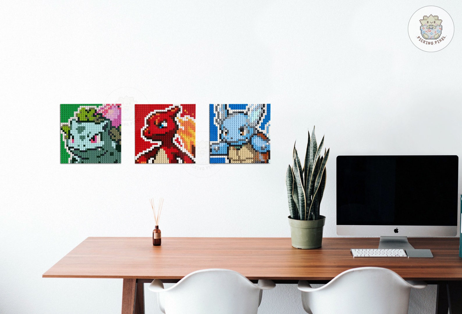 Generation 1 Starters / Pokemon Pixel Art Portraits - Etsy UK