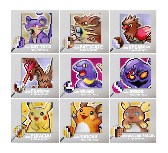 Pokedex 019 to 026 / Pokemon Pixel Art Portraits 10x10 / - Etsy Hong Kong