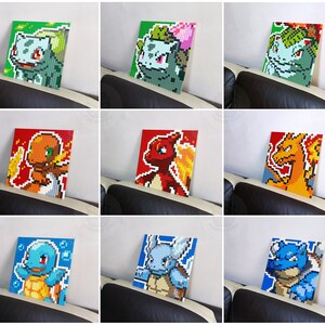 Generation 1 Starters / Pokemon Pixel Art Portraits | Etsy UK