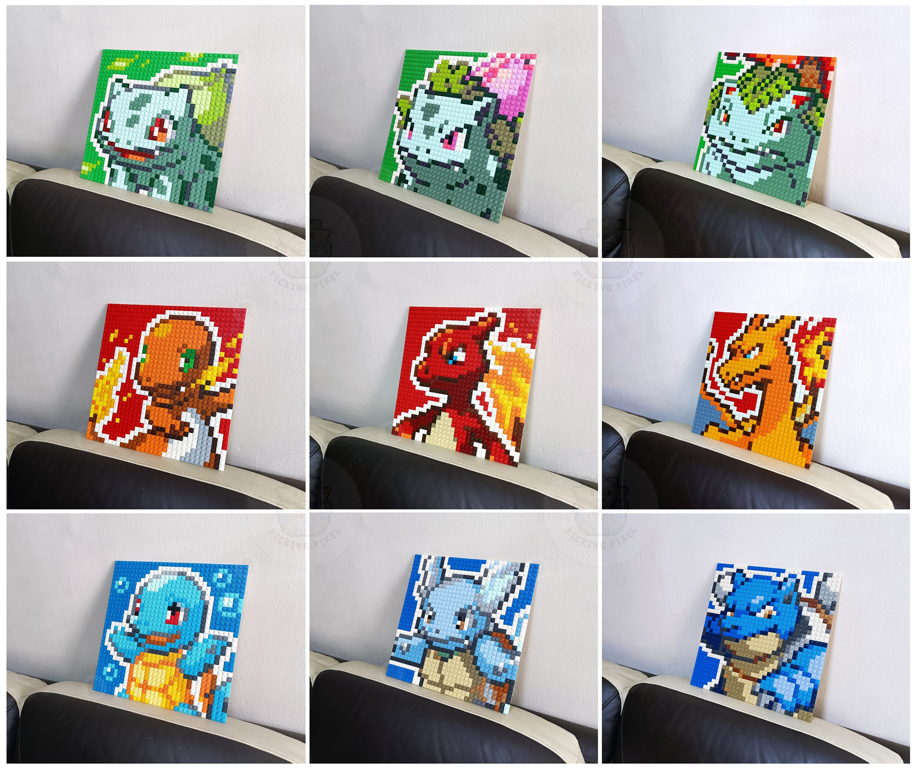 Generation 1 Starters / Pokemon Pixel Art Portraits | Etsy UK
