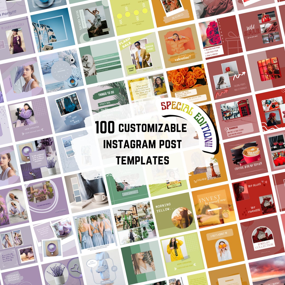 100 Instagram Post | Instagram Templates | Social Media Templates ...