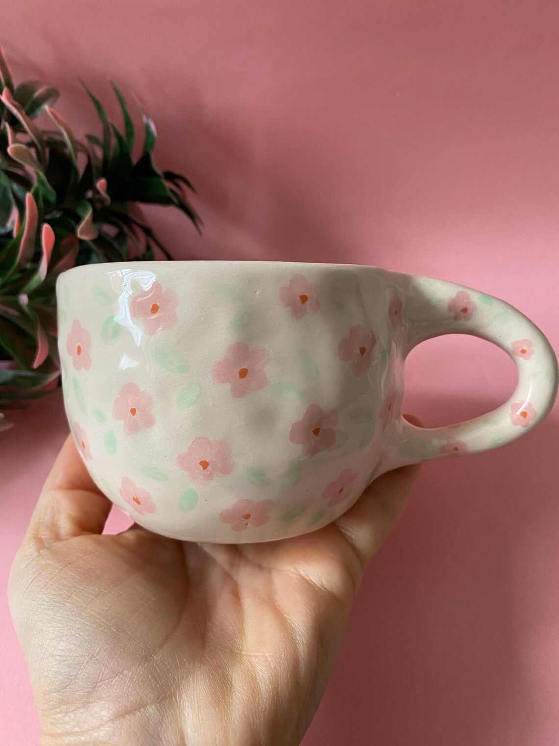 Handmade Ceramic Pink Floral Mug, Coffe Mug, Tea Mug, Gift, Cute, Good ...