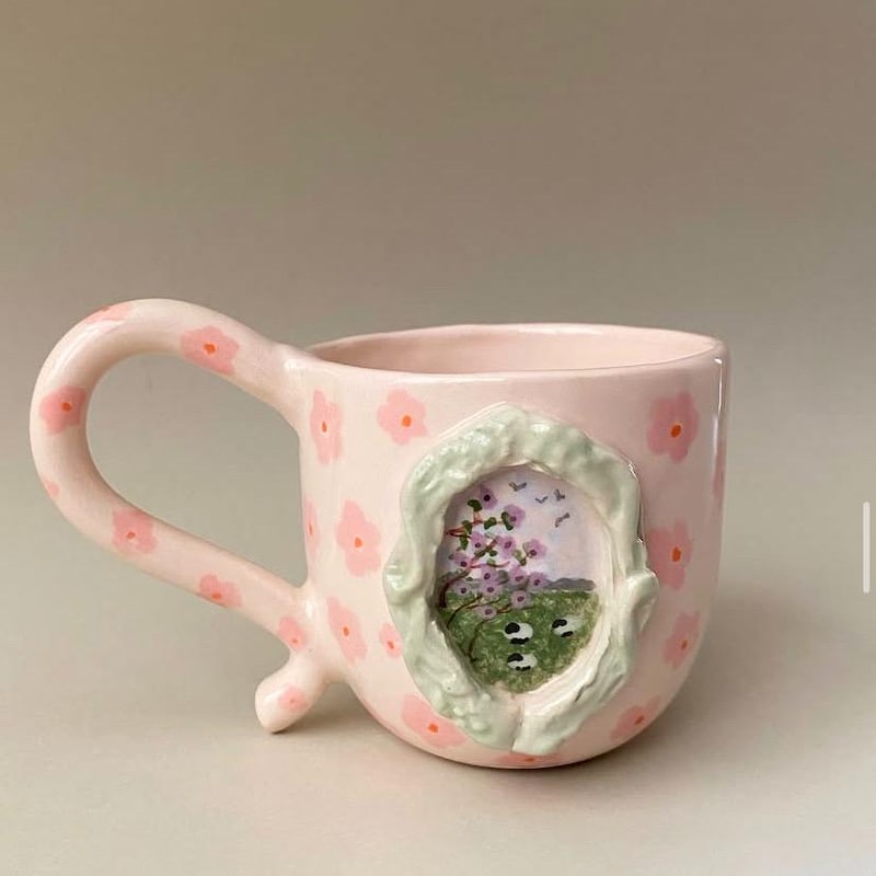 Pink Ceramic Turkish Mug - Etsy