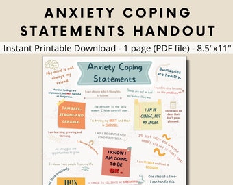 Anxiety Coping Statements Handout - Etsy