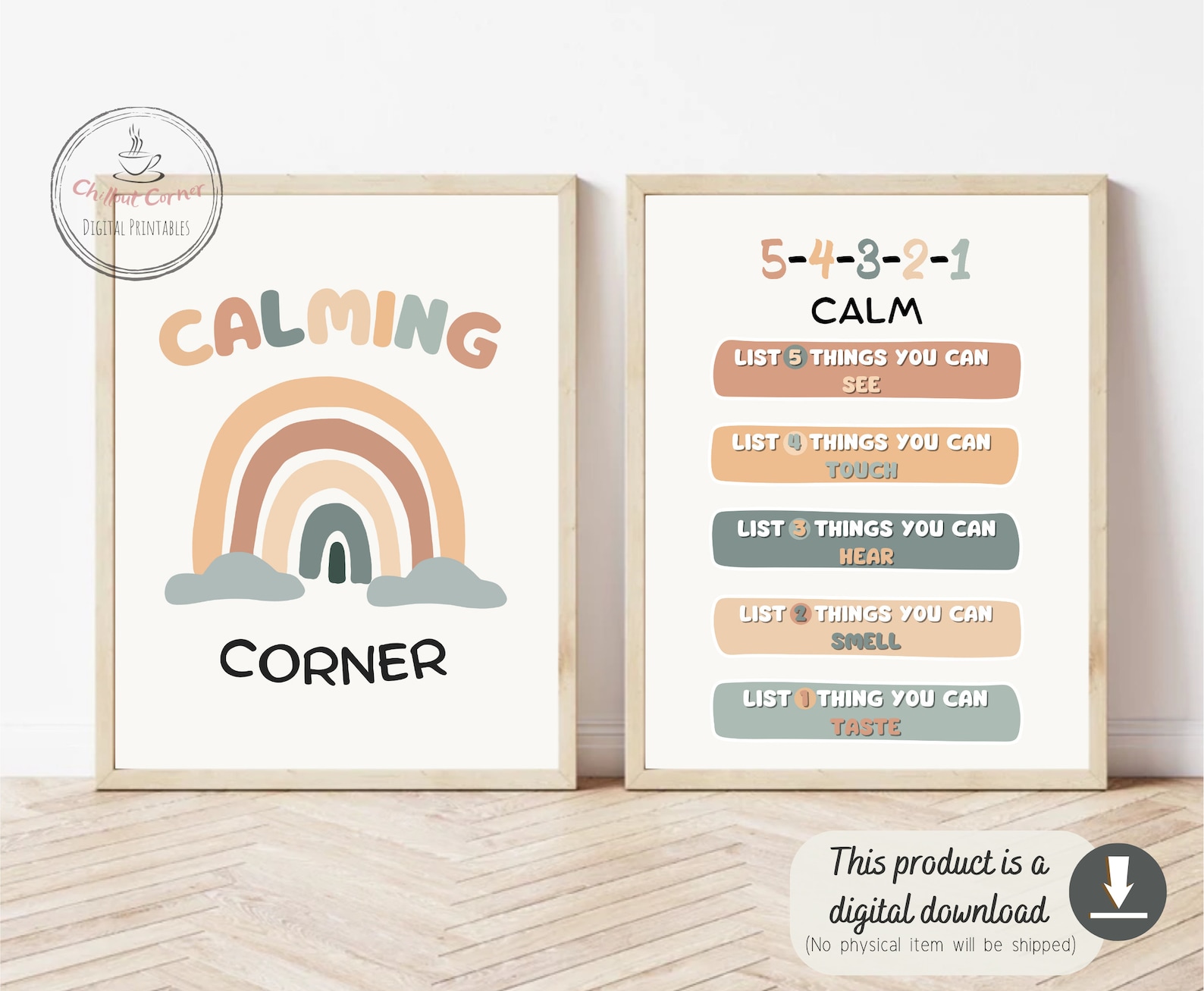 Set of 6 Soft Boho Calming Corner Posters, Coping Techniques Wall Art ...