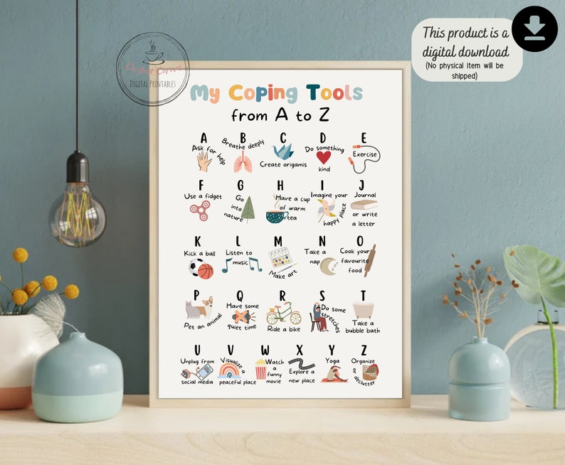 My Coping Tools Alphabet Printable, Calming Techniques Poster, Coping ...