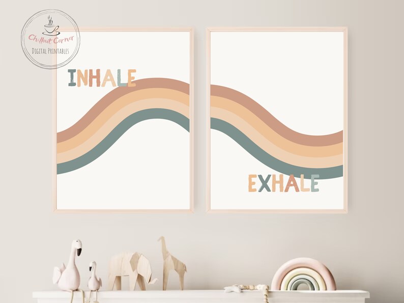 Set of 12 Soft Boho Calming Corner Posters, Coping Techniques Wall Art ...