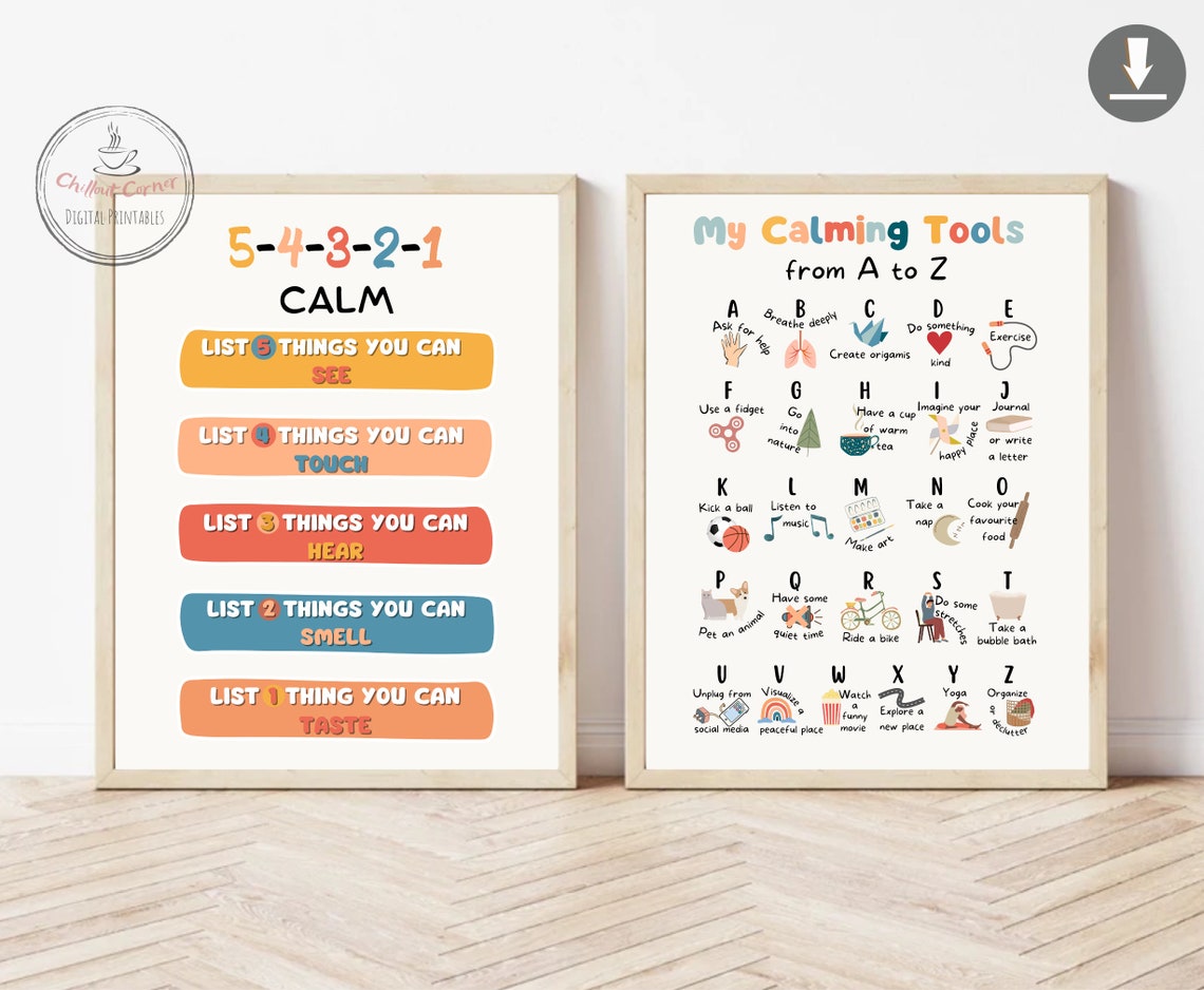 Calming Corner Kit, Set of 4 Posters and Breathing Flashcards, Coping ...