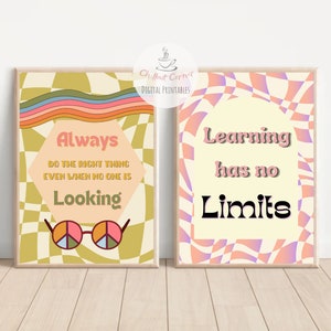 Set of 10 Retro Growth Mindset Poster, Groovy Classroom Display ...