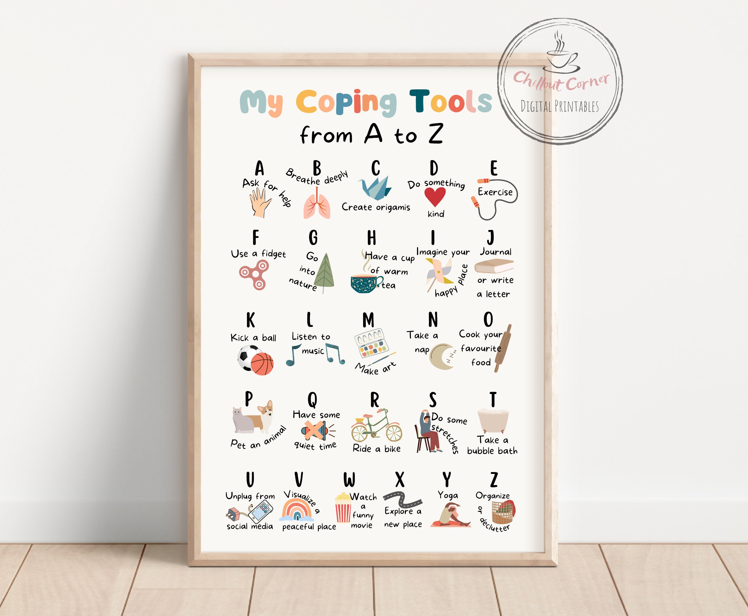 My Coping Tools Alphabet Printable, Calming Techniques Poster, Coping ...