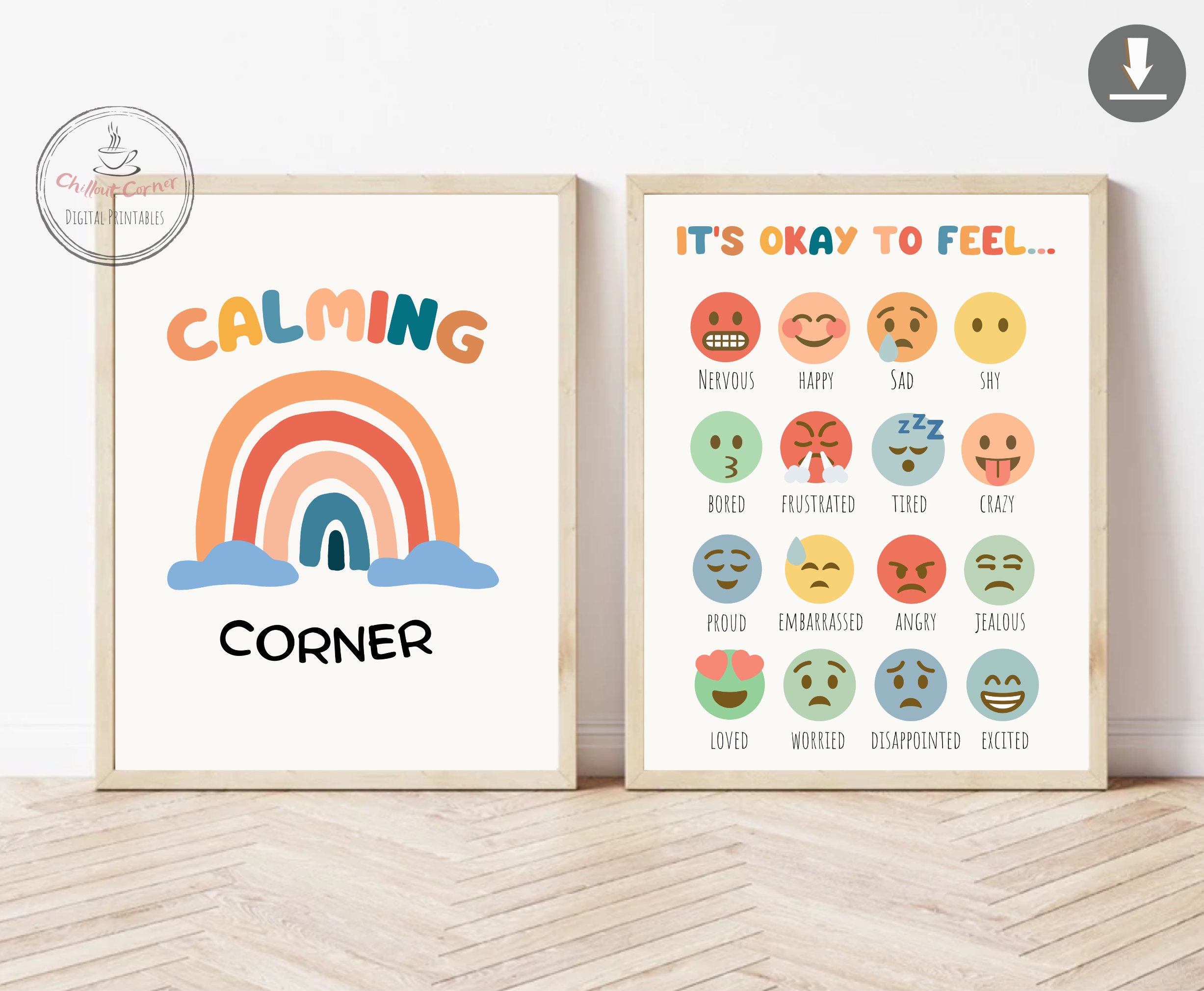 Calming Corner Kit, Set of 4 Posters and Breathing Flashcards, Coping ...