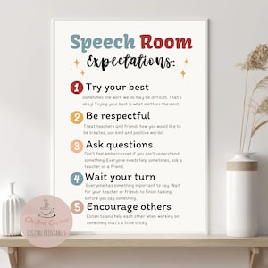 Speech Room Expectations, SLP Poster, Speech Classroom Rules, Speech ...