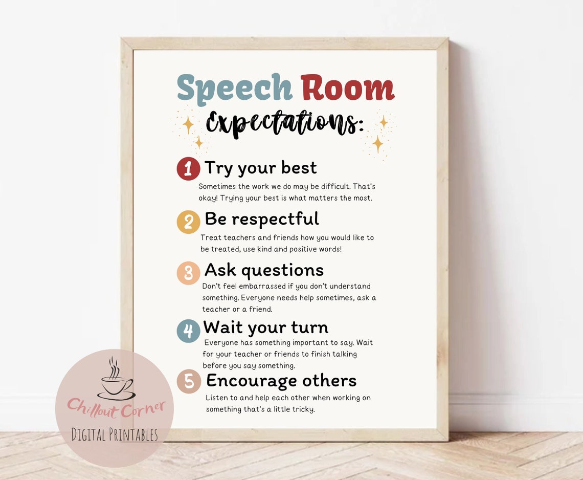 Speech Room Expectations, SLP Poster, Speech Classroom Rules, Speech ...