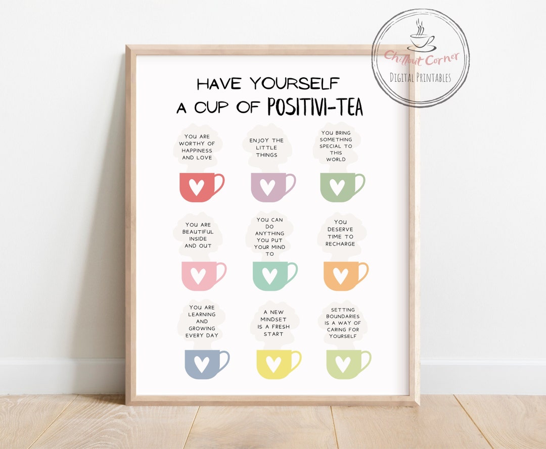 POSITIVI-TEA, Self Affirmation Digital Print, Positive Self-talk ...
