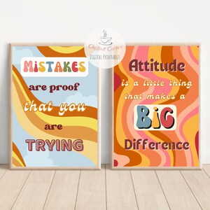 Set of 10 Retro Growth Mindset Poster, Groovy Classroom Display ...