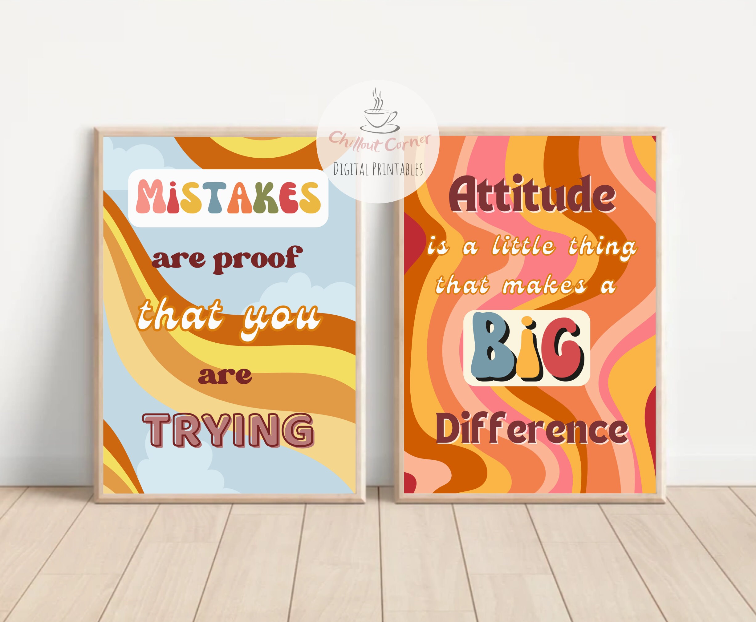 Set of 10 Retro Growth Mindset Poster, Groovy Classroom Display ...