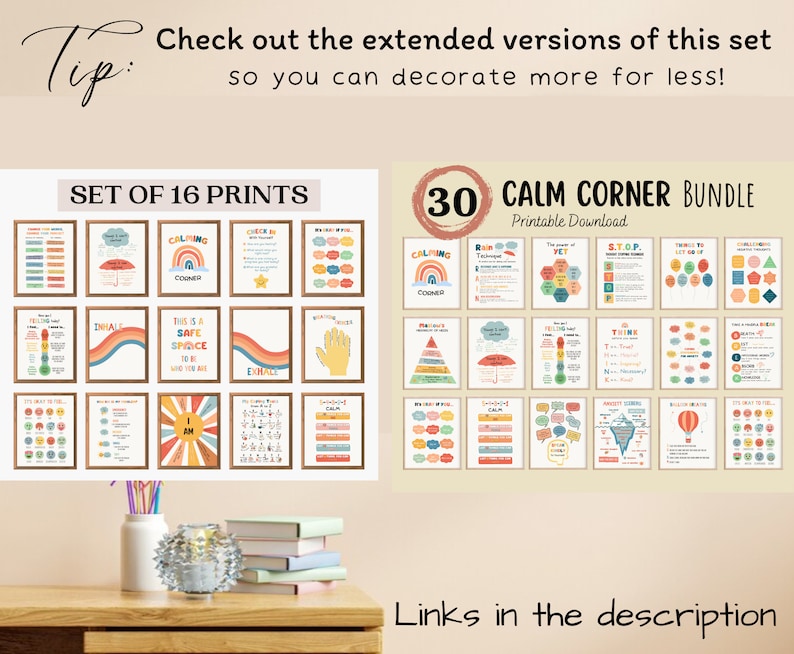 Set of 6 Calming Corner Posters Coping Techniques Wall Art - Etsy