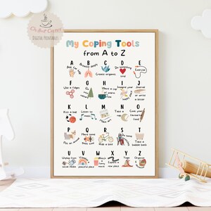 Set of 16 Calming Corner Posters, Coping Techniques Wall Art for Kids ...