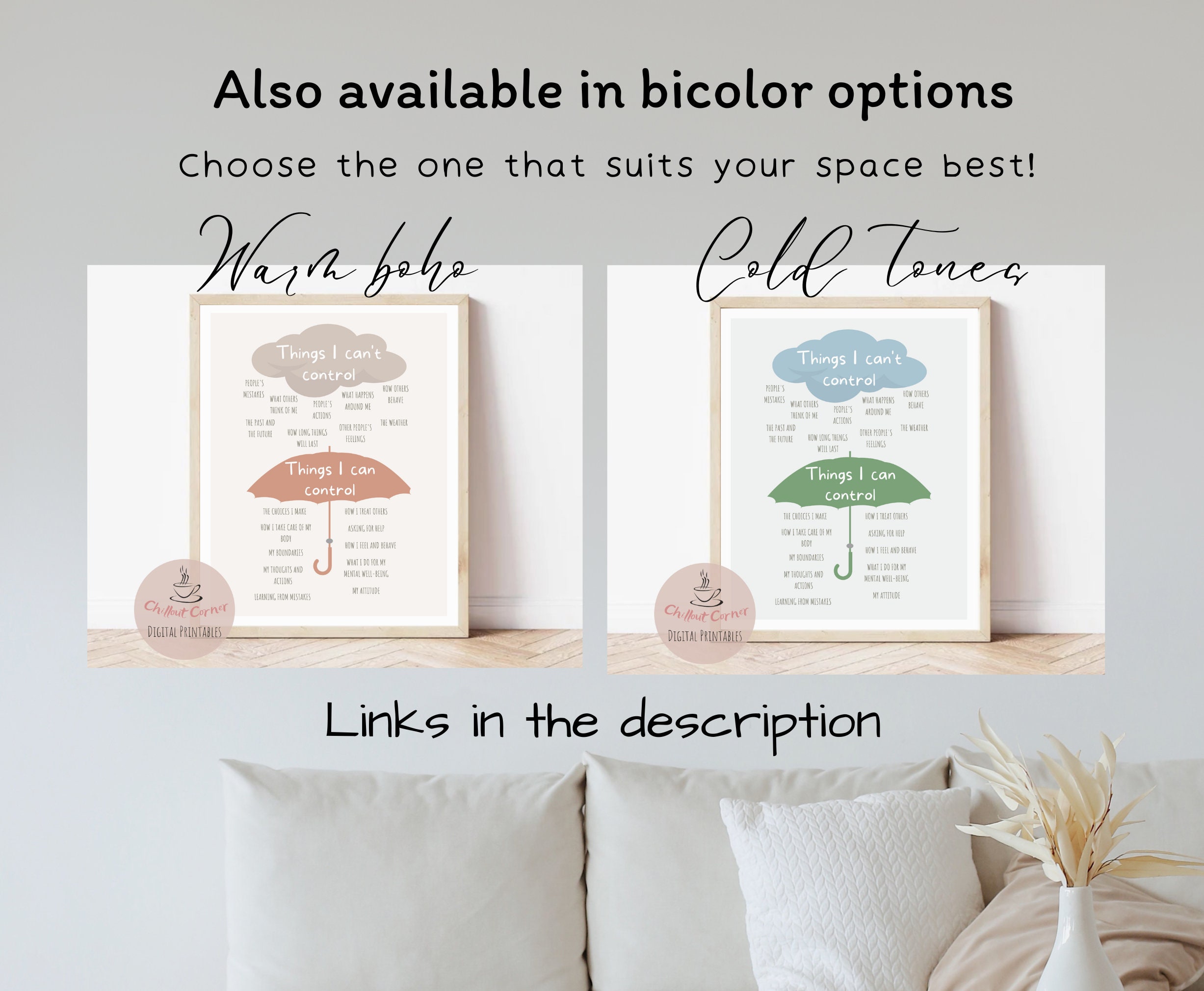 Things I Can Control Poster, Mental Health Print, Mindfulness Art ...