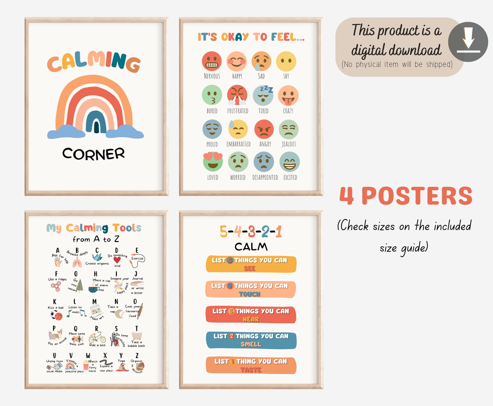 Calming Corner Kit Set of 4 Posters and Breathing Flashcards - Etsy