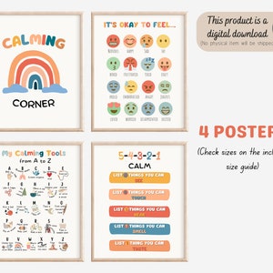 Calming Corner Kit, Set of 4 Posters and Breathing Flashcards, Coping ...