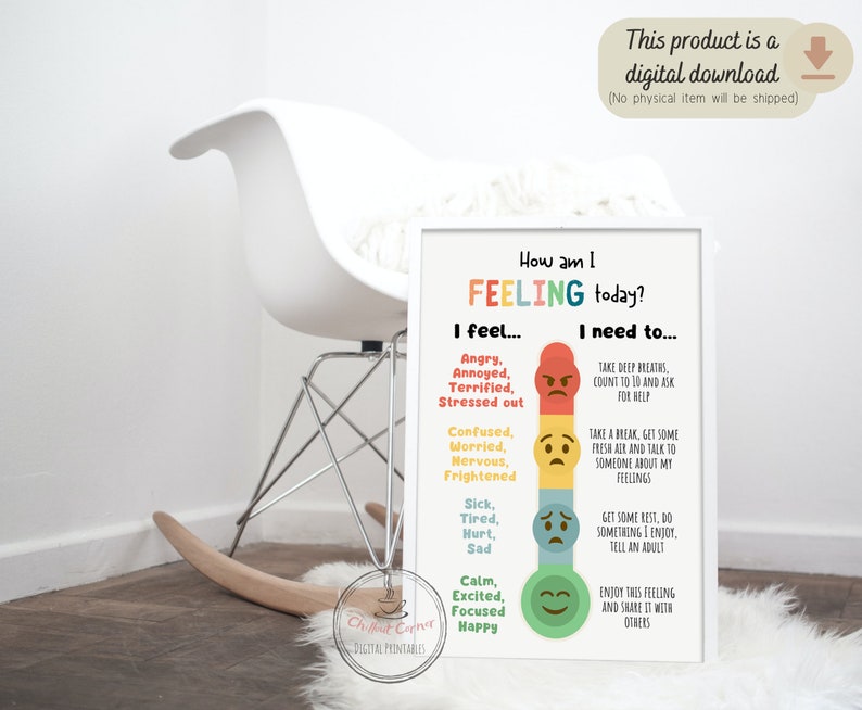 Feelings Thermometer With Coping Advice Emotions Poster Kids - Etsy UK