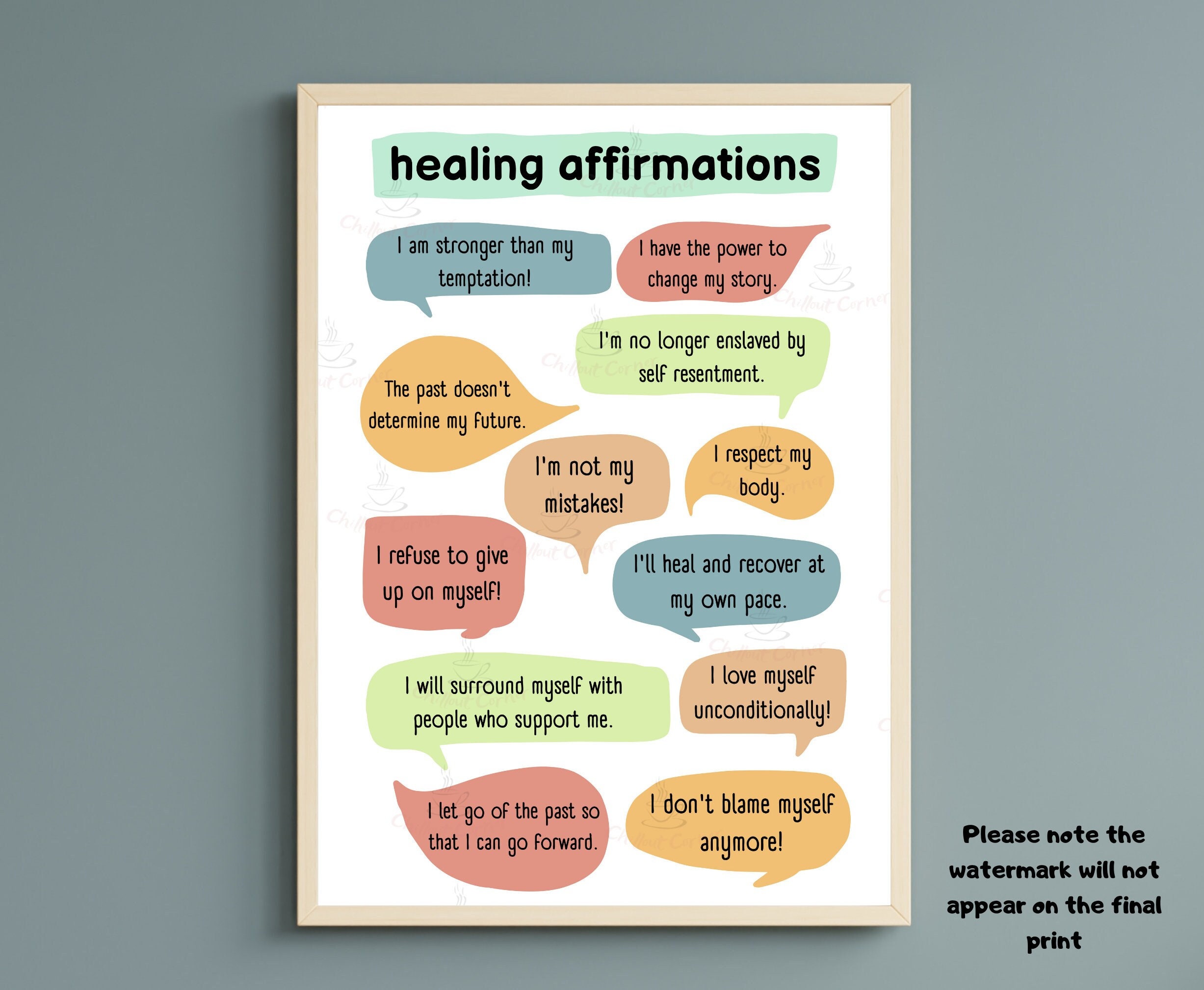 Healing Affirmations for Addiction Recovery Wall Print, Sobriety Gifts ...