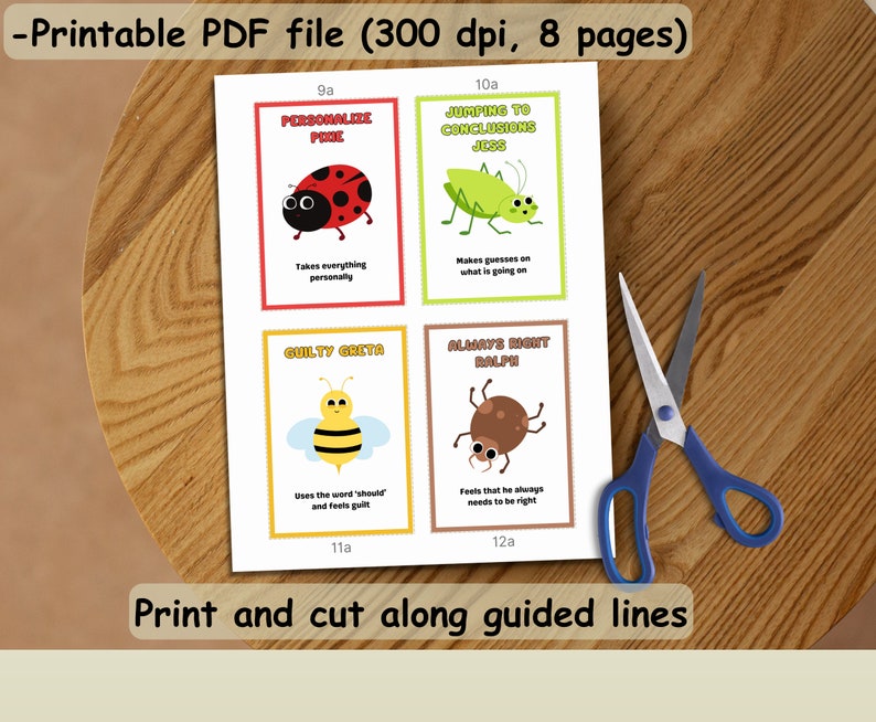 14 Thought Bug Flashcards for Kids, Automatic Negative Thoughts ...