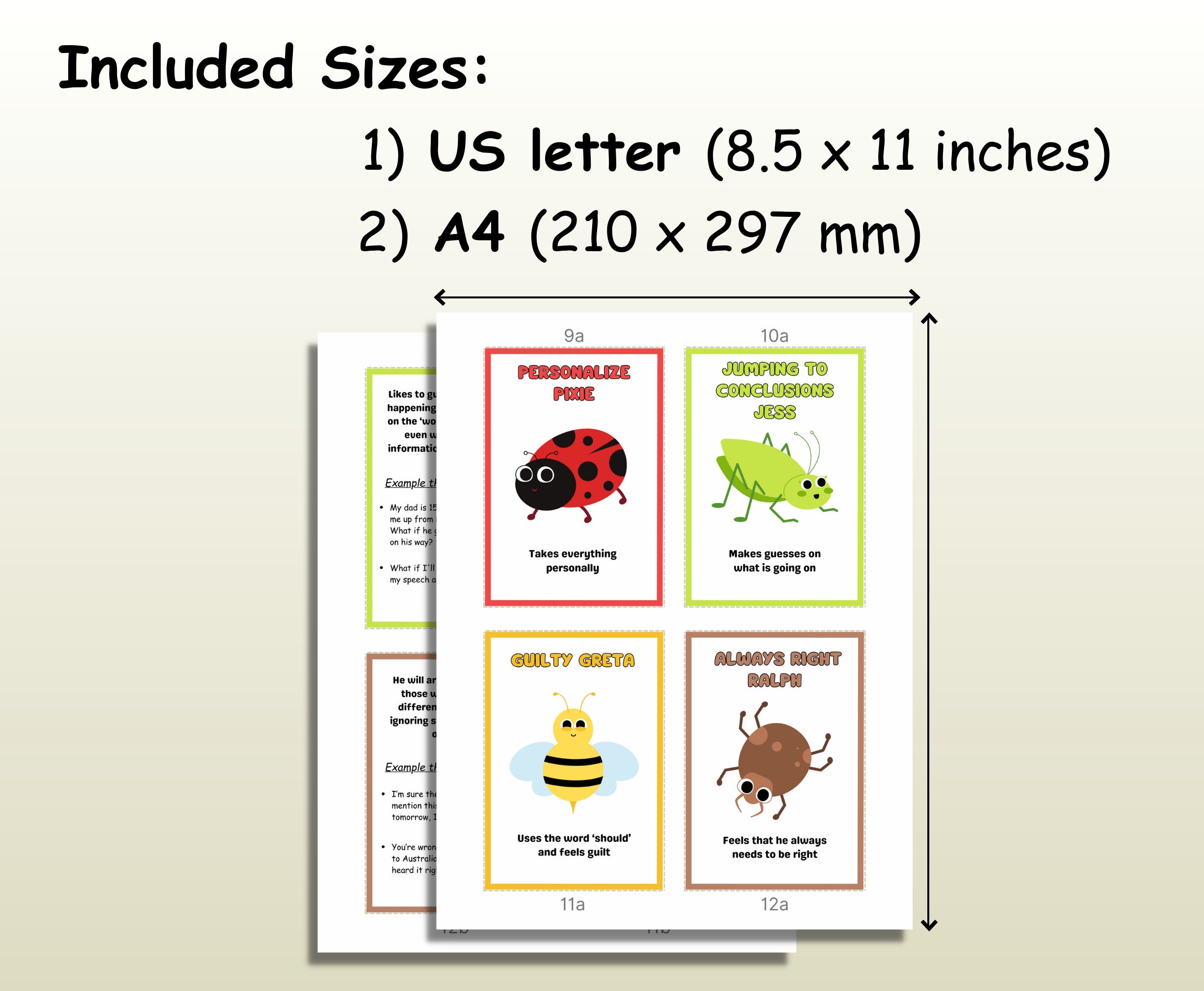 14 Thought Bug Flashcards for Kids, Automatic Negative Thoughts ...