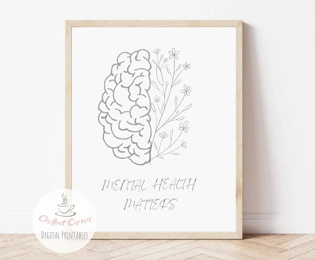 MENTAL Health MATTERS Brain Poster, Brain Art Flower Anatomy, Mental ...