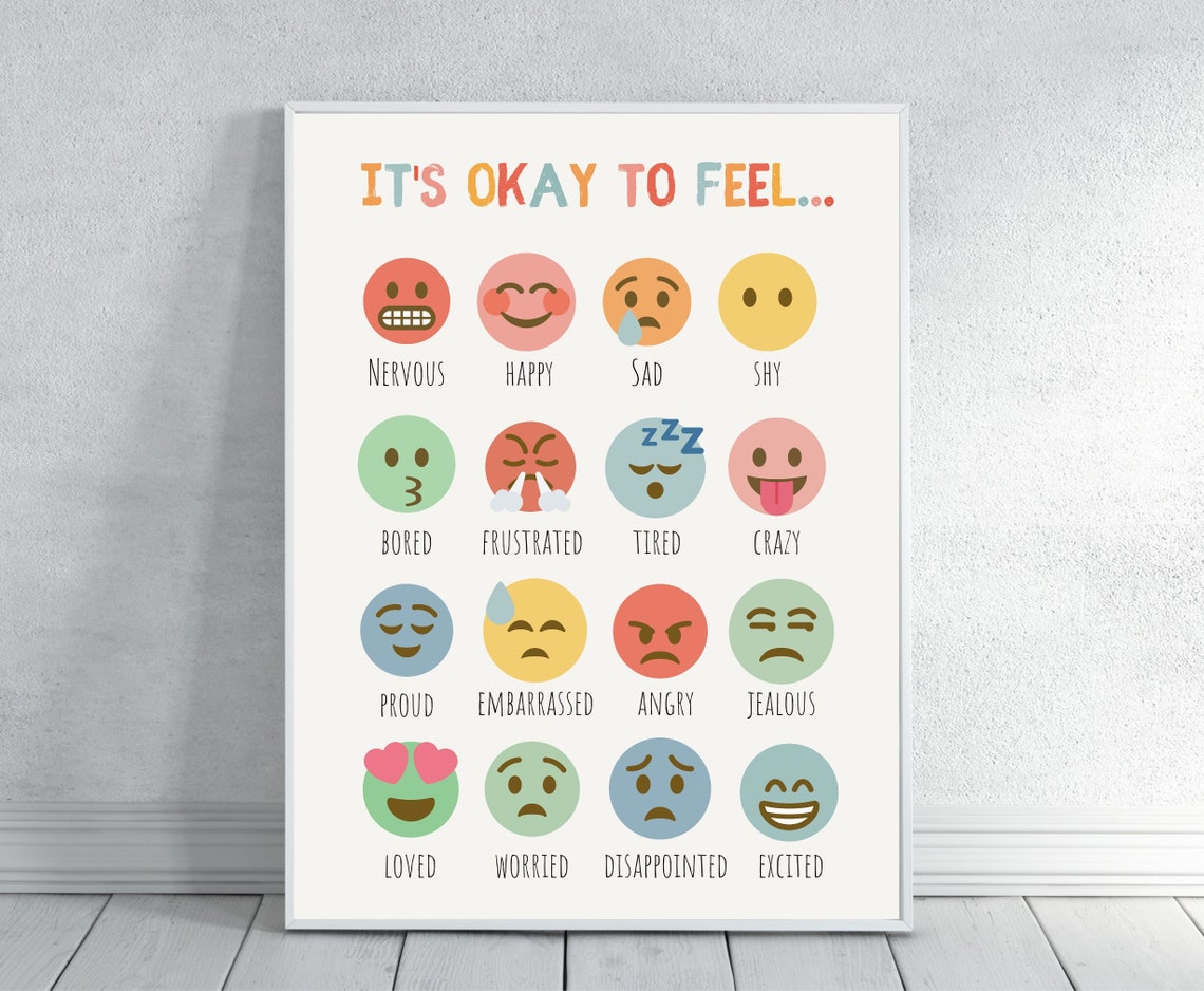 Rainbow Emoji Feelings Chart, It is Okay to Feel Poster, My Feelings ...