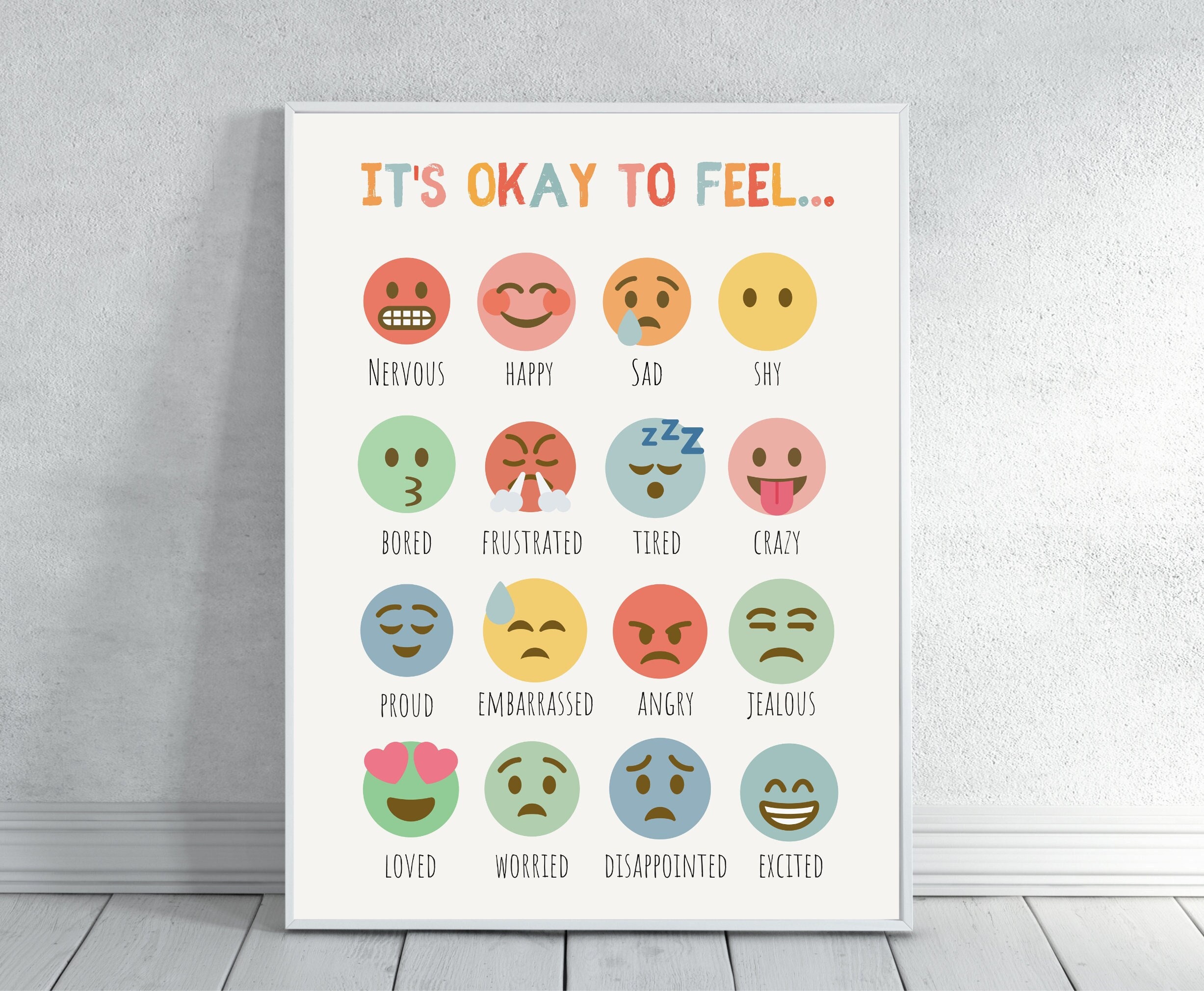 Rainbow Emoji Feelings Chart, It is Okay to Feel Poster, My Feelings ...