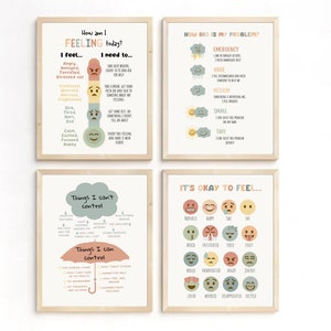 Set of 16 Soft Boho Calming Corner Posters, Coping Techniques Wall Art ...