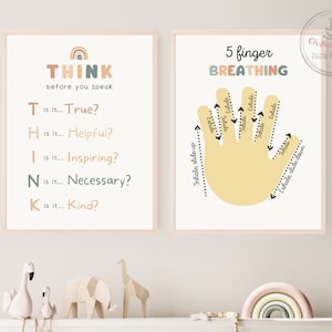 Set of 12 Soft Boho Calming Corner Posters, Coping Techniques Wall Art ...