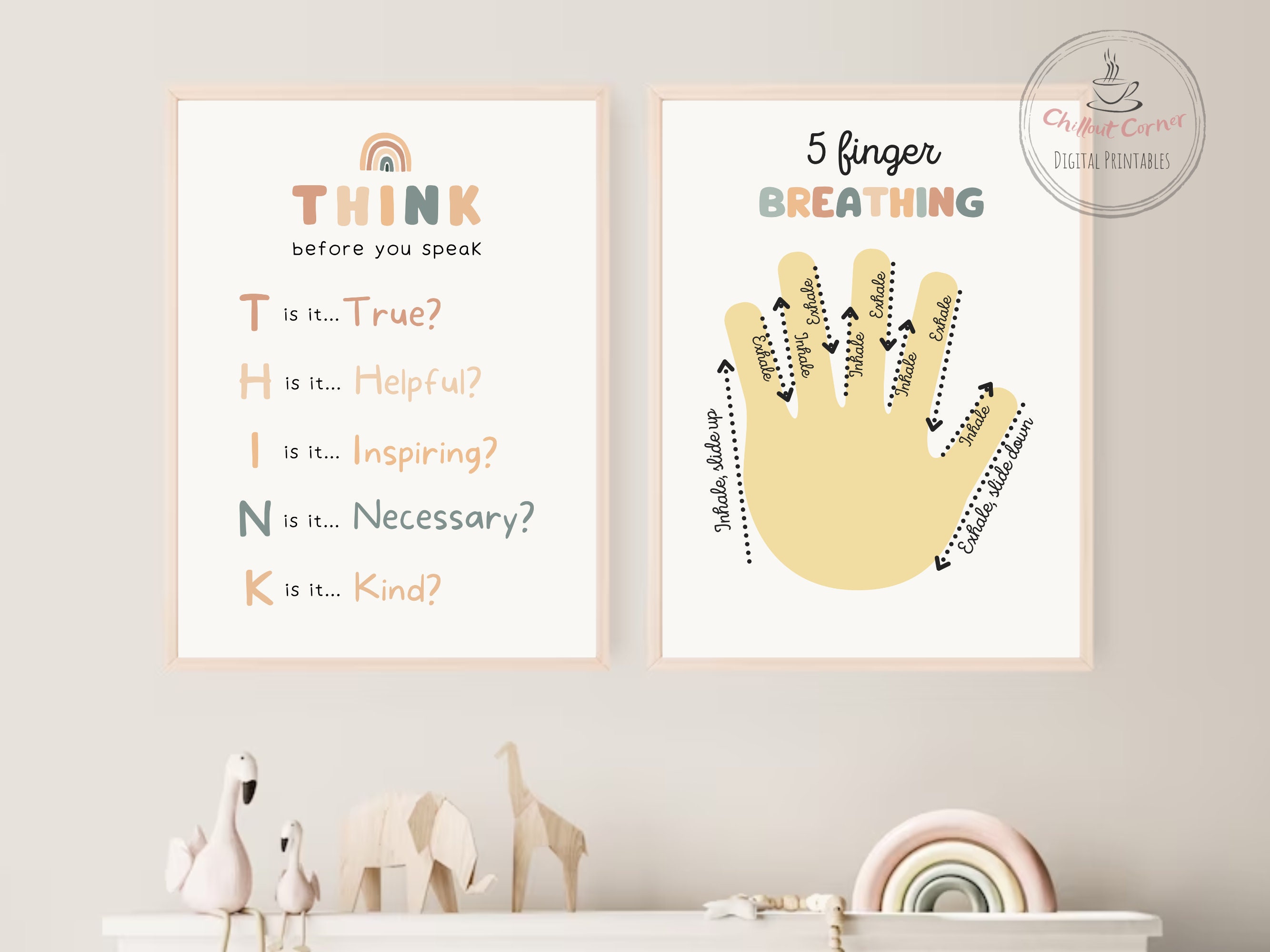 Set of 12 Soft Boho Calming Corner Posters, Coping Techniques Wall Art ...