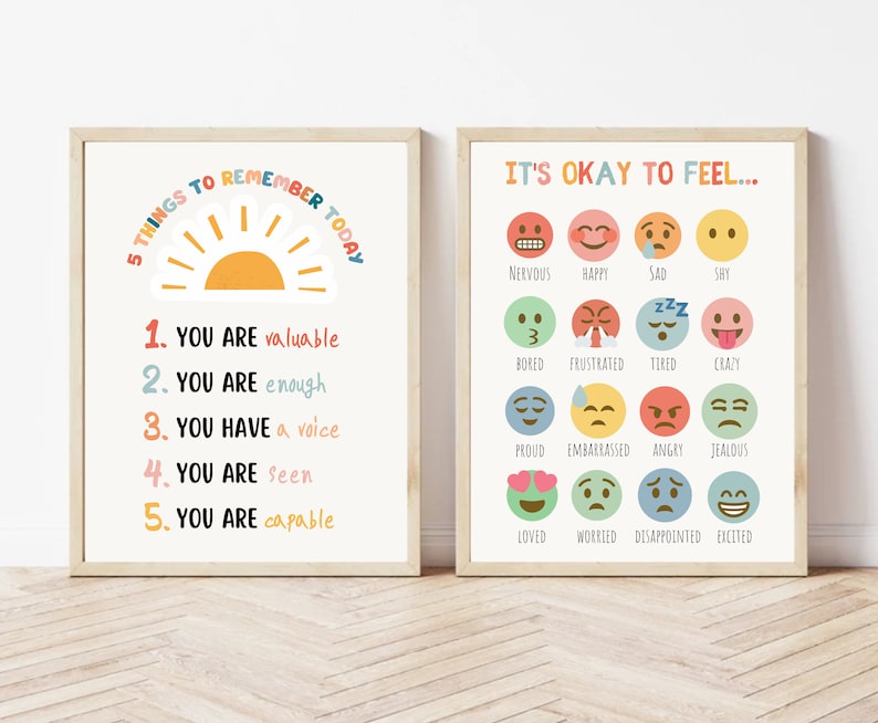 Set of 6 Calming Corner Posters, Coping Techniques Wall Art for Kids ...